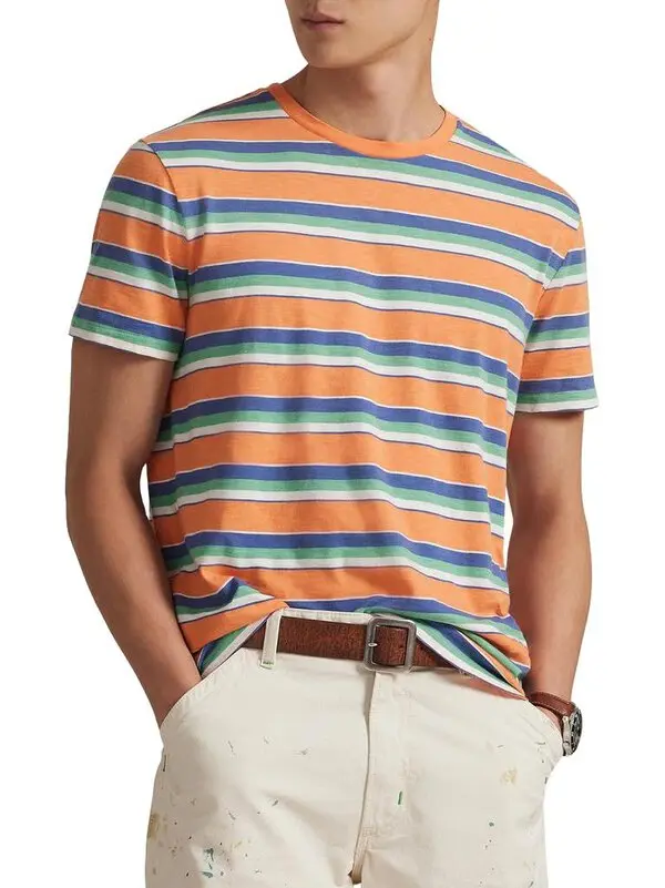 Polo Ralph Lauren Striped Standard Fit Cotton Jersey T-shirt - May Orange Multi