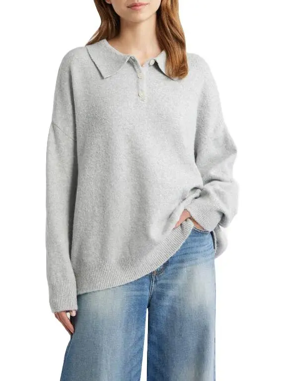 PACSUN Jesse Knit Polo Sweater - Heather Grey