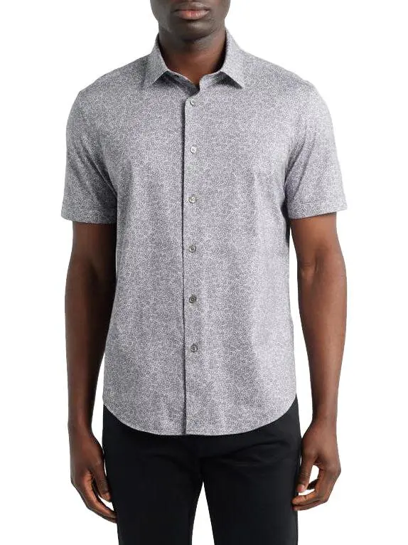 Bugatchi Miles Ooohcotton® Floral Short Sleeve Button-up Shirt - Graphite