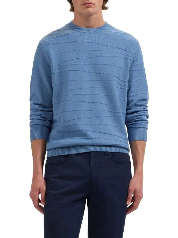 Bugatchi Cotton And Silk Crewneck Sweater - Classic Blue