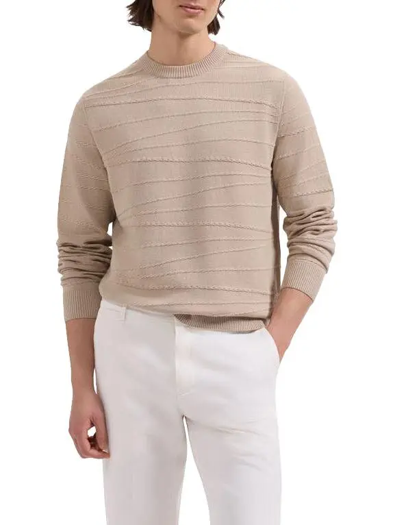 Bugatchi Cotton And Silk Crewneck Sweater - Sand