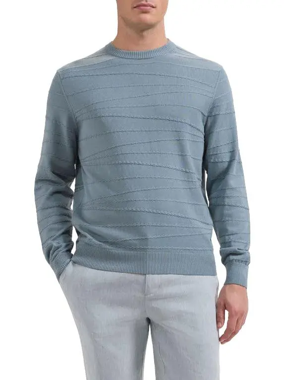 Bugatchi Cotton And Silk Crewneck Sweater - Shark