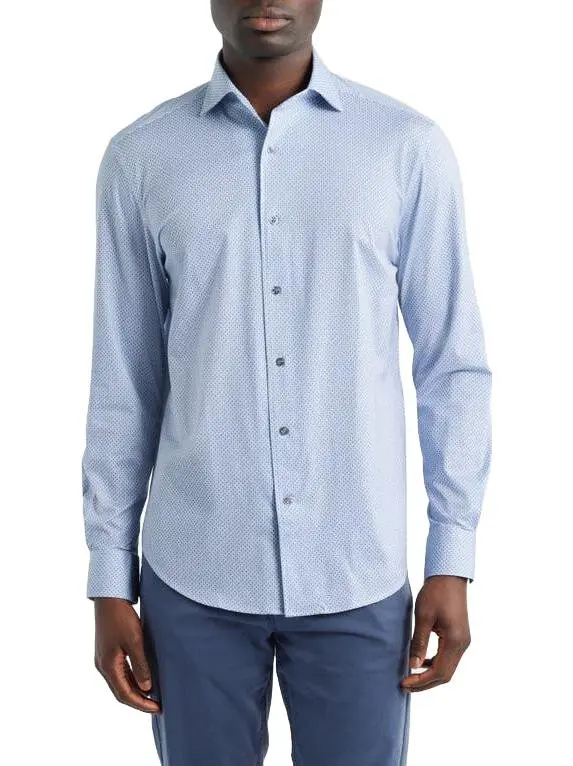 Bugatchi Devon Ooohcotton® Geo Print Button-up Shirt - Cobalt