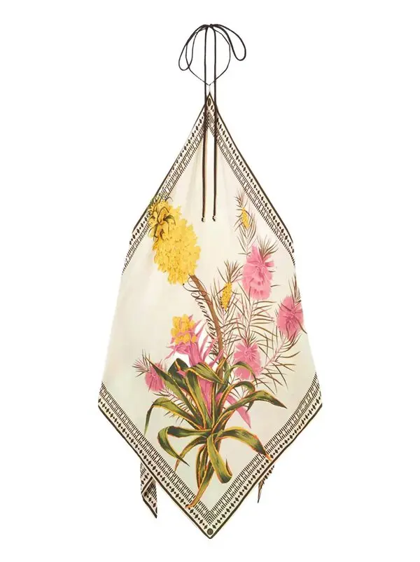Blumarine Floral-print Sleeveless Top - Neutrals