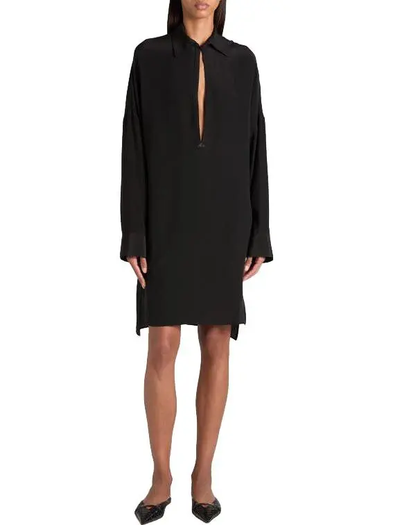 TOM FORD Long Sleeve Silk Crêpe De Chine Tunic Dress - Black