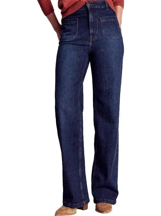 Boden Patch Pocket Relaxed Straight Leg Jeans - Mid Vintage
