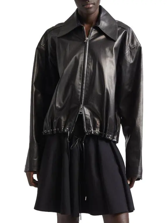 Brandon Maxwell The Leland Leather Shirt Jacket - Black