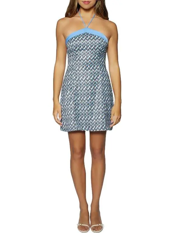 LOST + WANDER Dream Of Waves Halter Minidress - Blue Multi