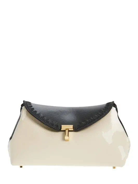 TOTEME Mini T-lock Leather Clutch - Black/milk