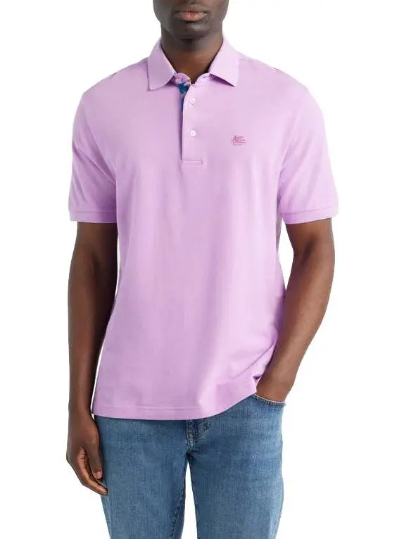 Etro Roma Solid Cotton Piqué Polo - Viola
