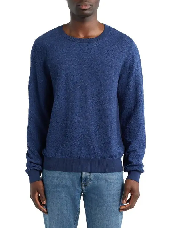 Etro Floral Paisley Jacquard Cotton Crewneck Sweatshirt - Blue