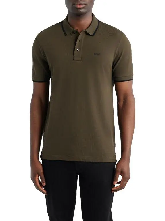 BOSS Parlay Tipped Cotton Polo - Green