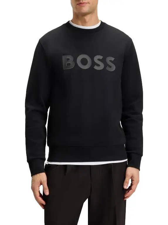 BOSS Salbo Tonal Logo Crewneck Sweatshirt - Black