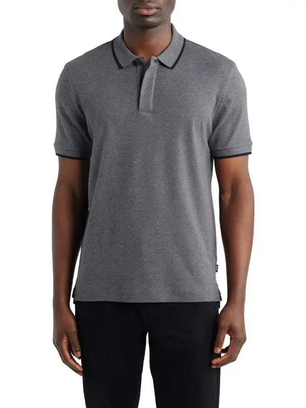 BOSS Parlay Tipped Cotton Polo - Medium Grey