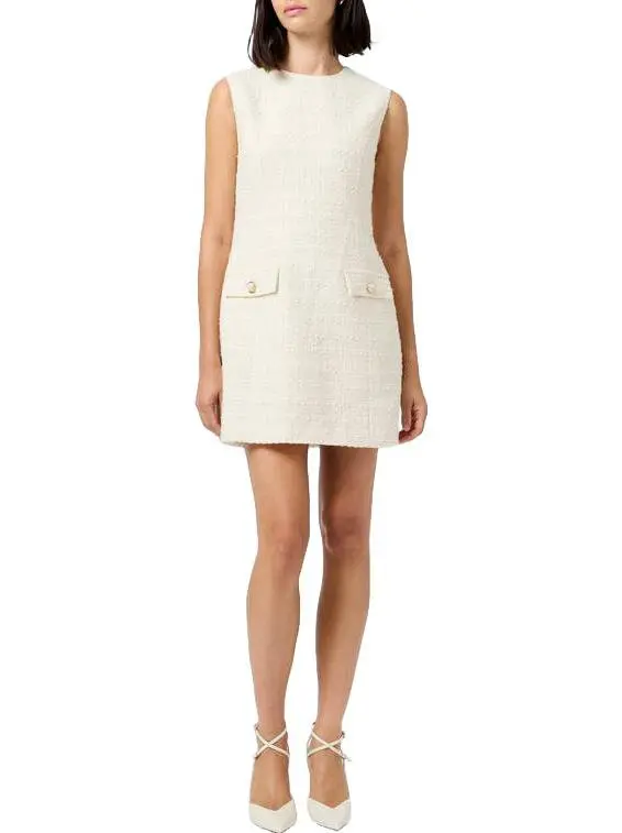 French Connection Sleeveless Tweed Mini Dress - Ecru