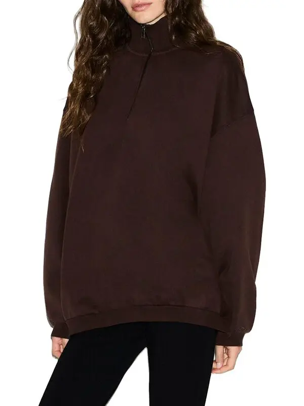SKIMS Slouchy Half Zip Pullover - Espresso