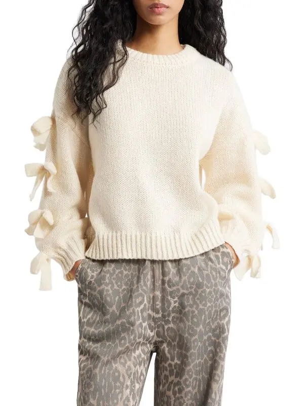 PETAL & PUP Tie Sleeve Sweater - Ivory
