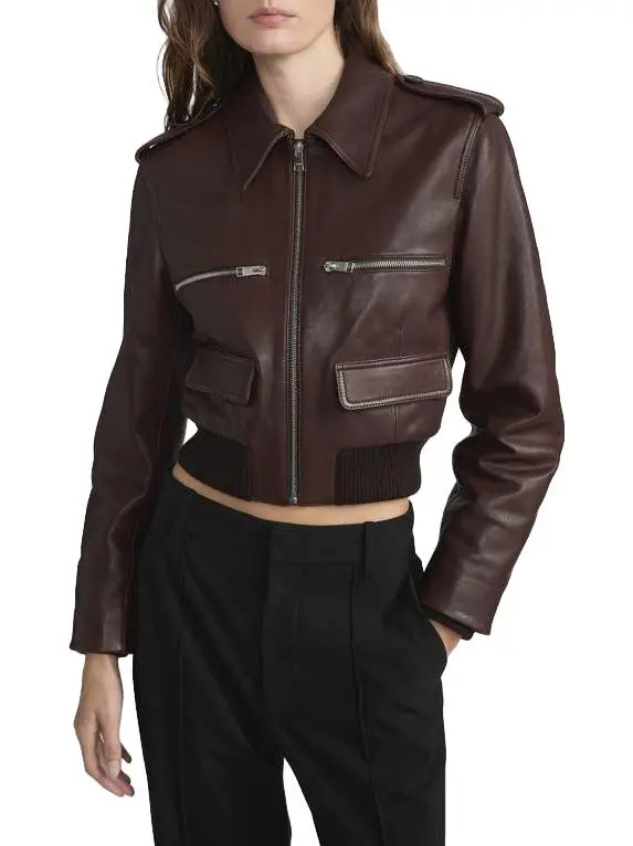 FRAME The Aviator Leather Jacket - Americano