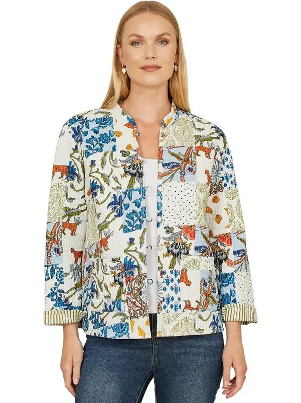 YUMI Indian Patchwork Reversible Jacket - White