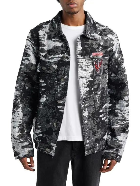 VERYRARE Devil Slayer Camo Jacquard Trucker Jacket - Black