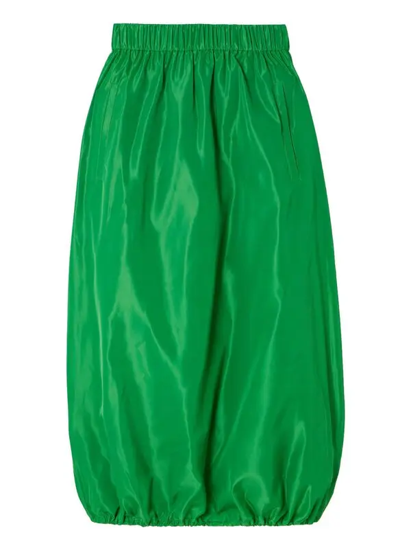 Tibi Gathered Shell Midi Skirt - Green