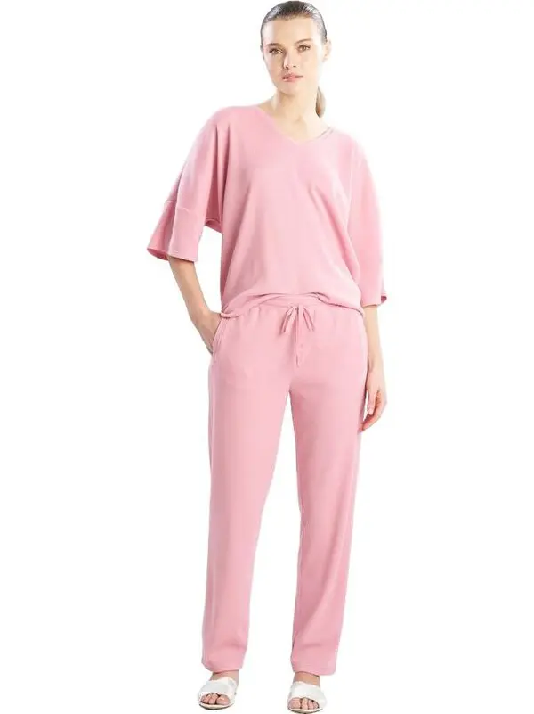 Natori Tapered Waffle Knit Pants - Pink