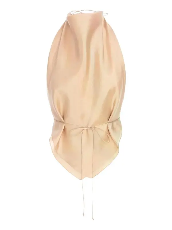 MANURI Halterneck Tie-fastening Top - Neutrals