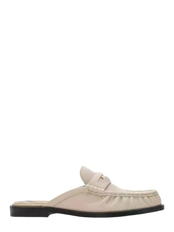 Burberry Leather Mules - Neutrals