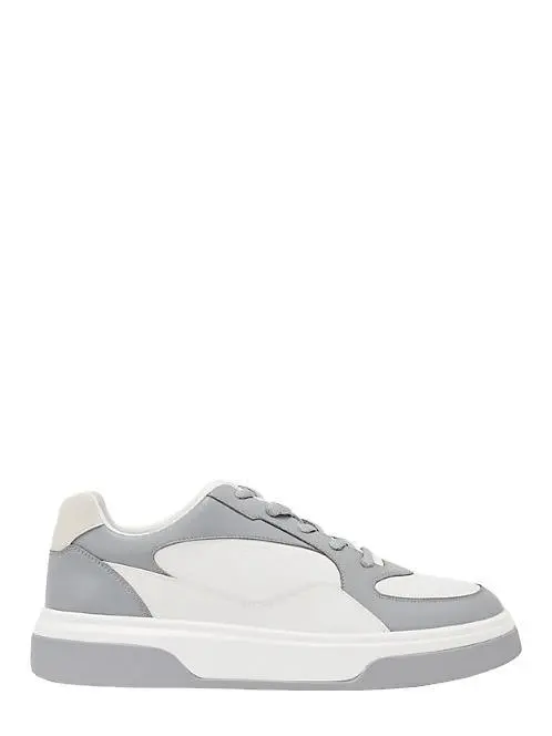 REISS Cast Leather Trainers - Dusty Blue White