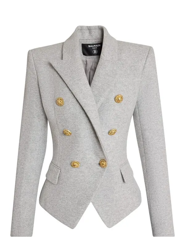 Balmain Double-breasted Wool Blazer - Lt Grey