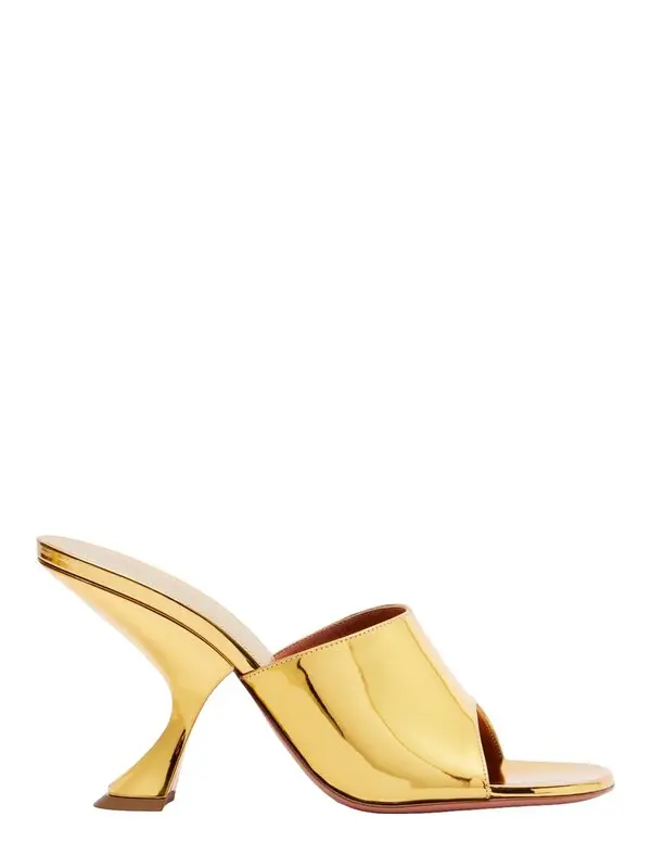 Amina Muaddi 90mm Taylor Metallic Leather Mule Pumps - Gold
