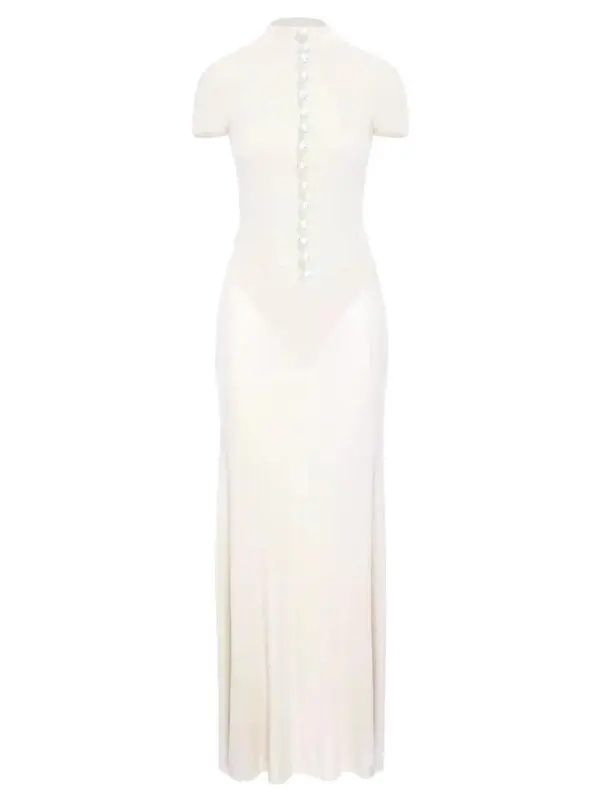 MANURI Mia Button-detailed Maxi Dress - White