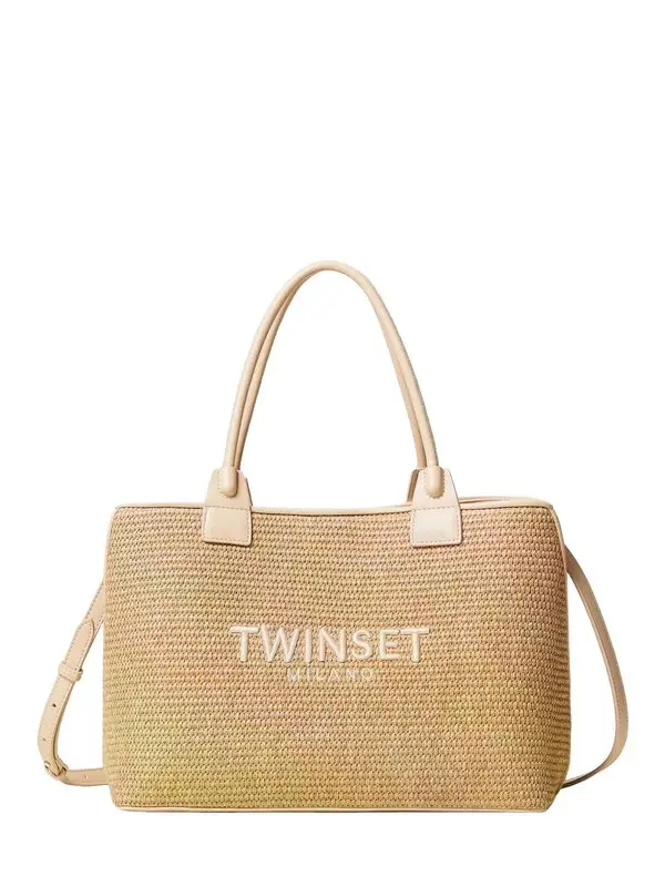 TWINSET Woven Tote Bag - Neutrals
