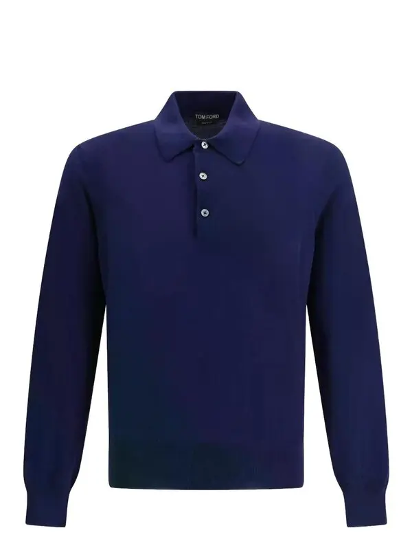 TOM FORD Long-sleeve Button Polo Shirt - Blue