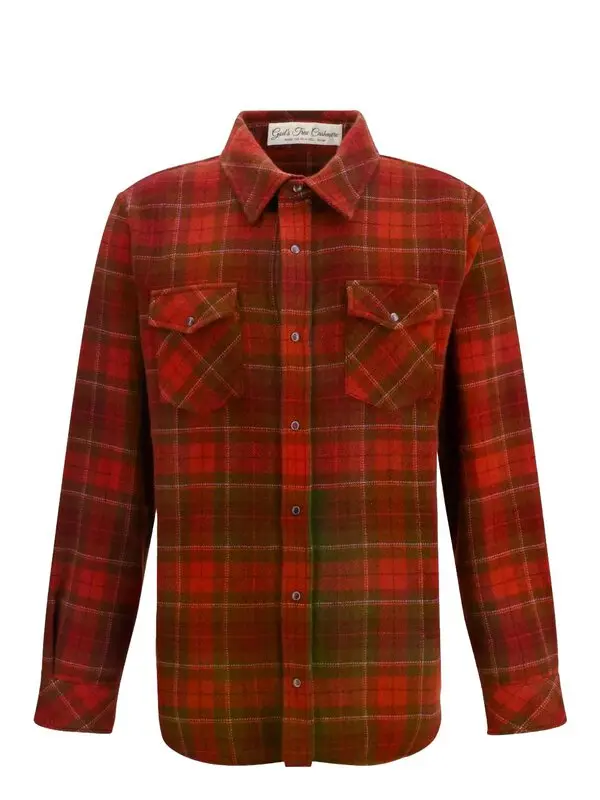 GOD'S TRUE CASHMERE Love Tartan Patch-pocket Shirt - Red