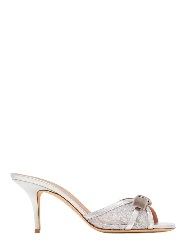 MALONE SOULIERS Bow Lace Stiletto Sandals - Silver