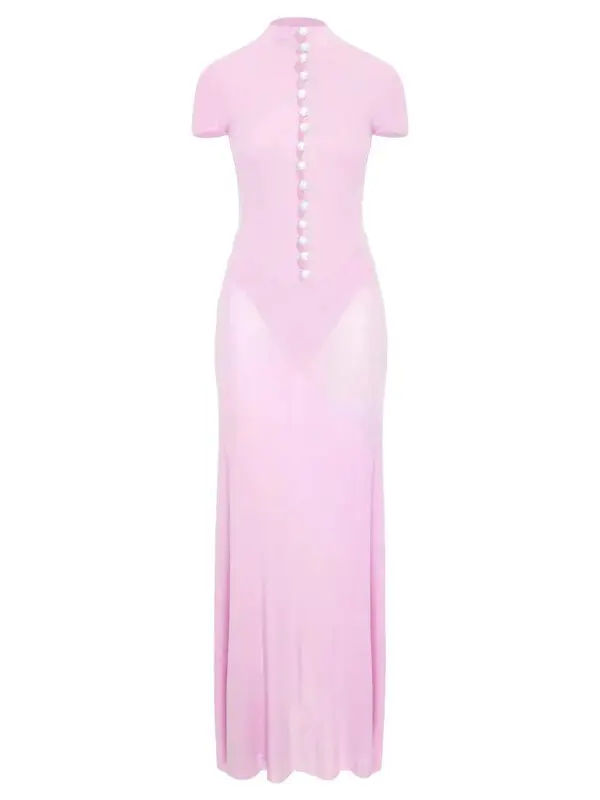 MANURI Button-detail Maxi Dress - Pink