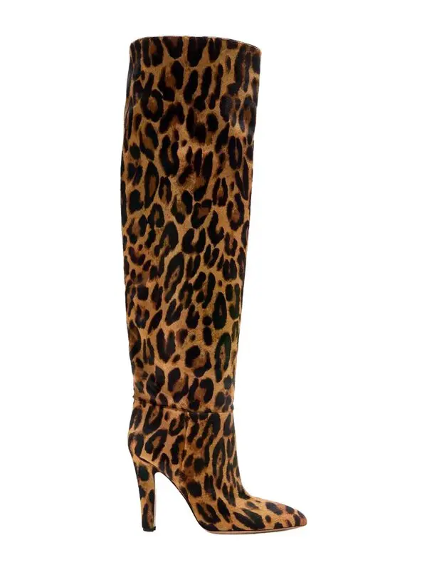 Paris Texas Elsa Leopard Heeled Boots - Brown