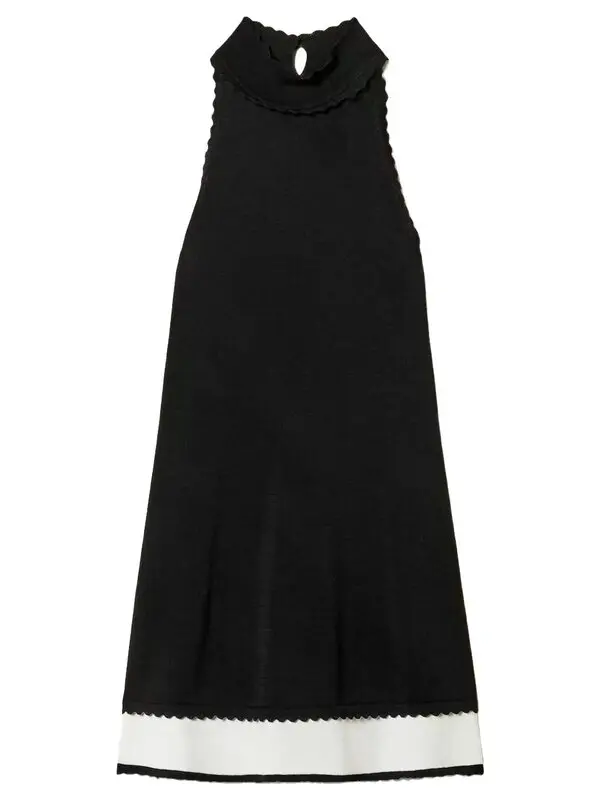 TWINSET Scallop-trim Two-tone Midi Dress - Black
