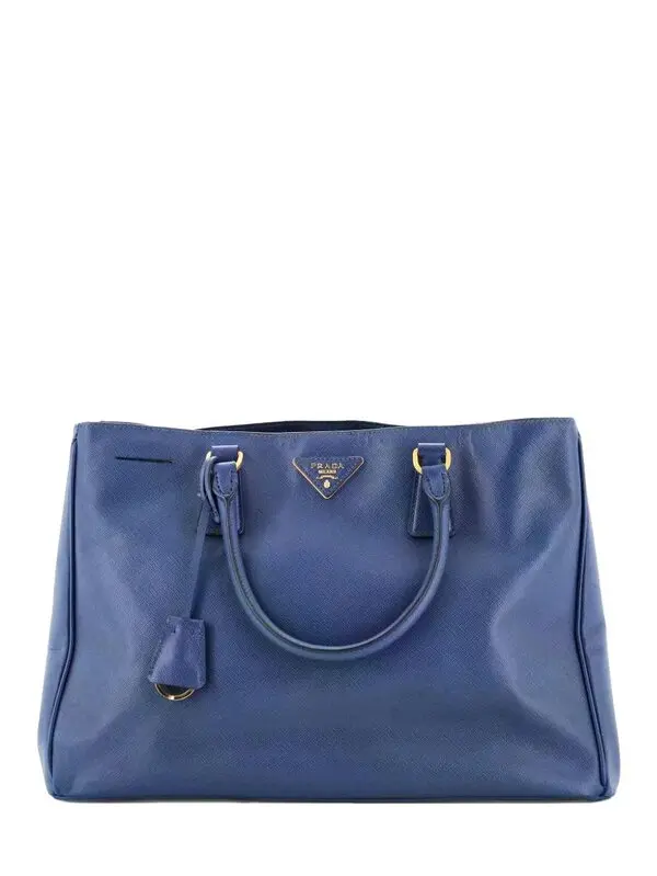 Prada Double Zip Lux Saffiano Leather Large Tote Bag - Blue