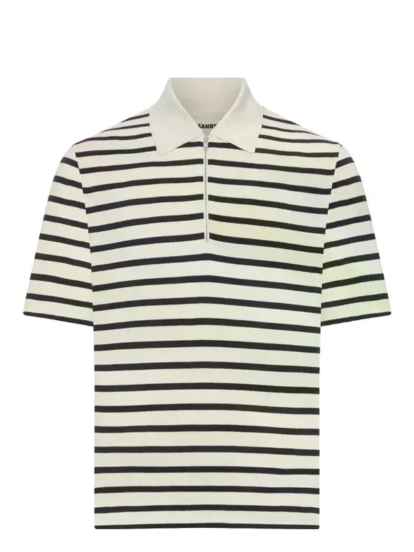 JIL SANDER Striped Zip Polo Shirt - Neutrals