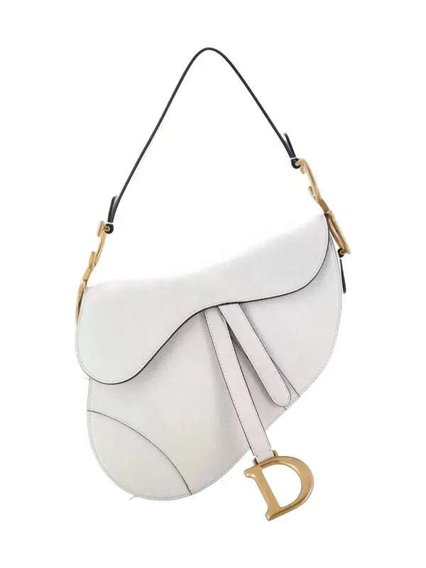 Dior Saddle Handbag Leather Medium Shoulder Bag - White