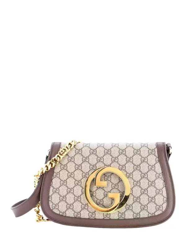 Gucci Blondie Chain Flap Bag Gg Coated Canvas Small - Brown