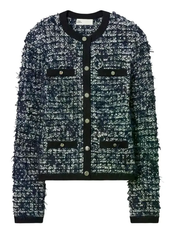 Tory Burch Kendra Tweed Cardigan - Blue
