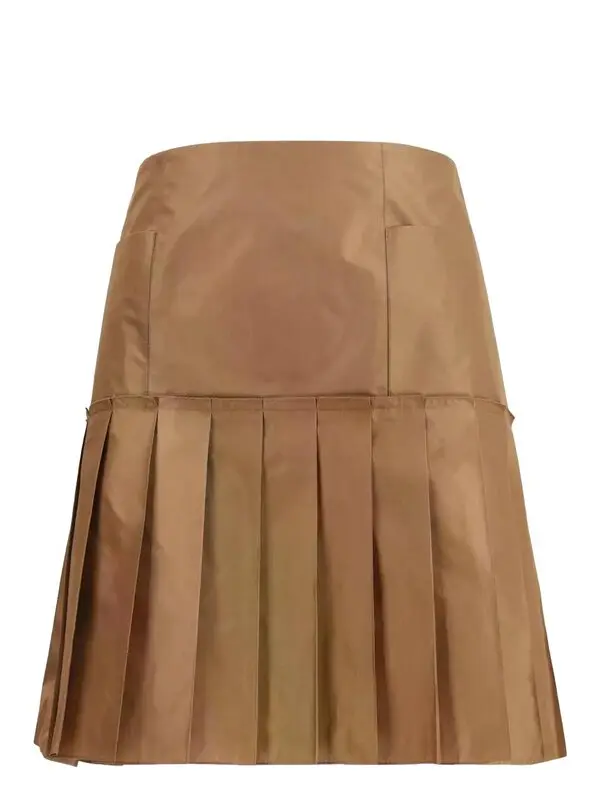 Fendi Pleated Silk Taffeta Mini Skirt - Brown