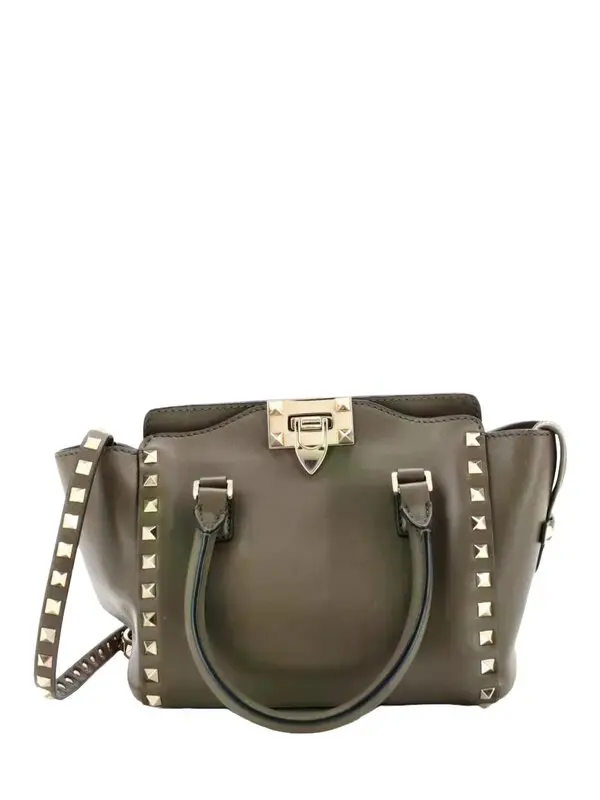 Valentino Garavani Rockstud Rigid Leather Small Tote - Brown
