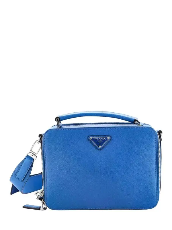 Prada Brique Saffiano Leather Crossbody Bag - Blue