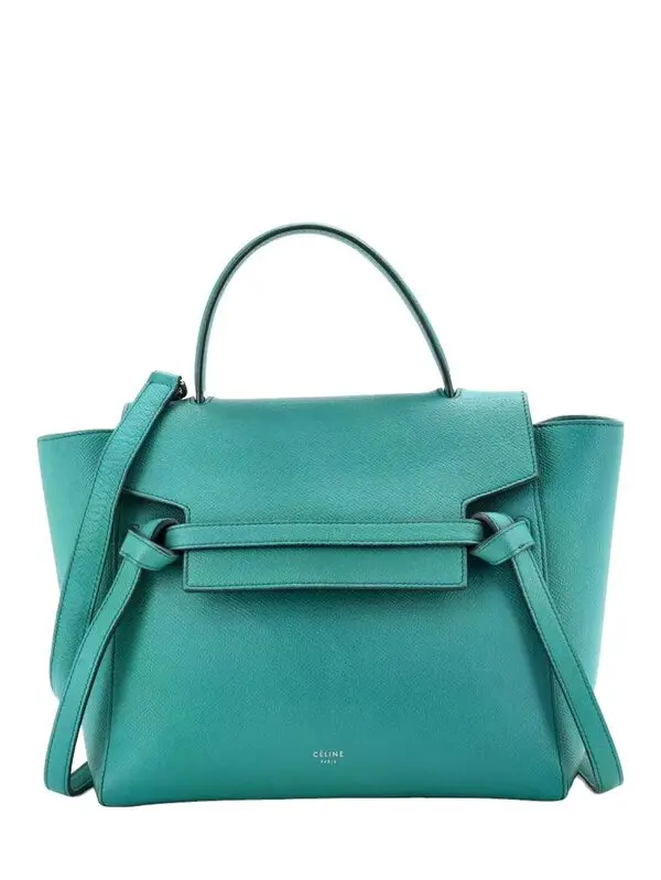 Celine Belt Bag Textured Leather Nano Shoulder Bag - Green