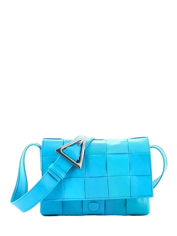Bottega Veneta Cassette Maxi Intrecciato Leather Crossbody Bag - Blue