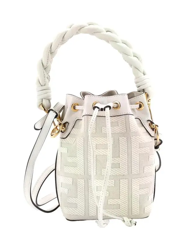 Fendi Mon Tresor Zucca Embroidered Canvas Mini Bucket Bag - Neutrals